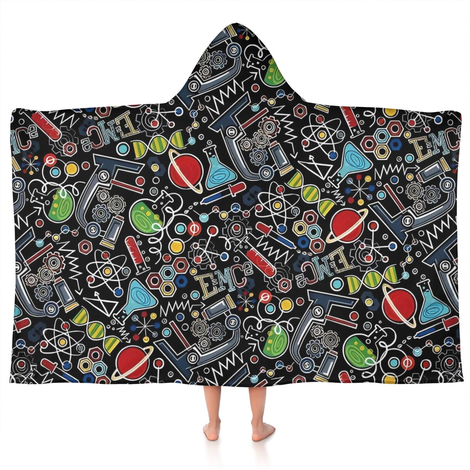 Math Equations Science Icons Black Pattern Hooded Bath Towel，50"x30 ...
