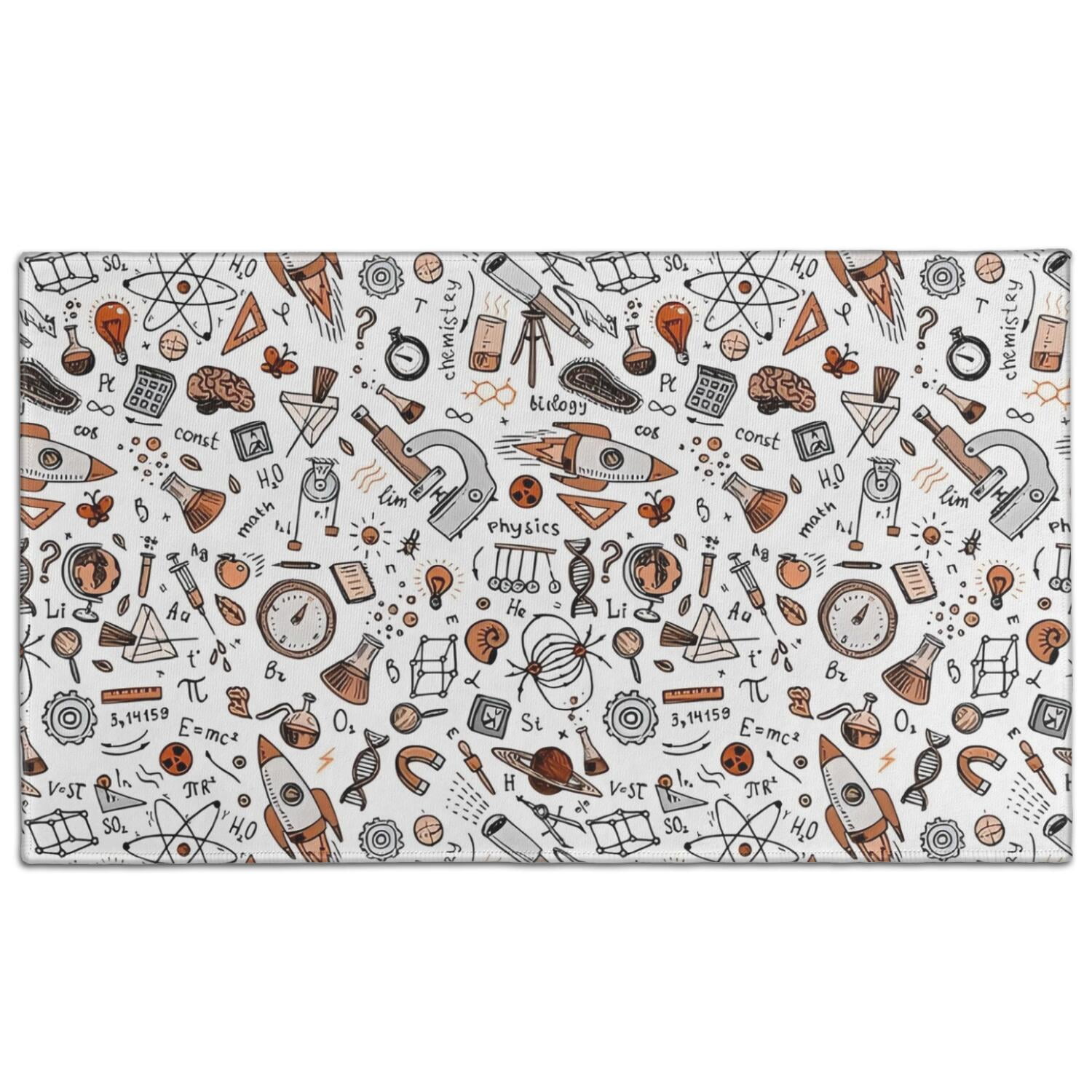 Math Equations Science Icons White Pattern Door Rugs,Washable Non Slip ...
