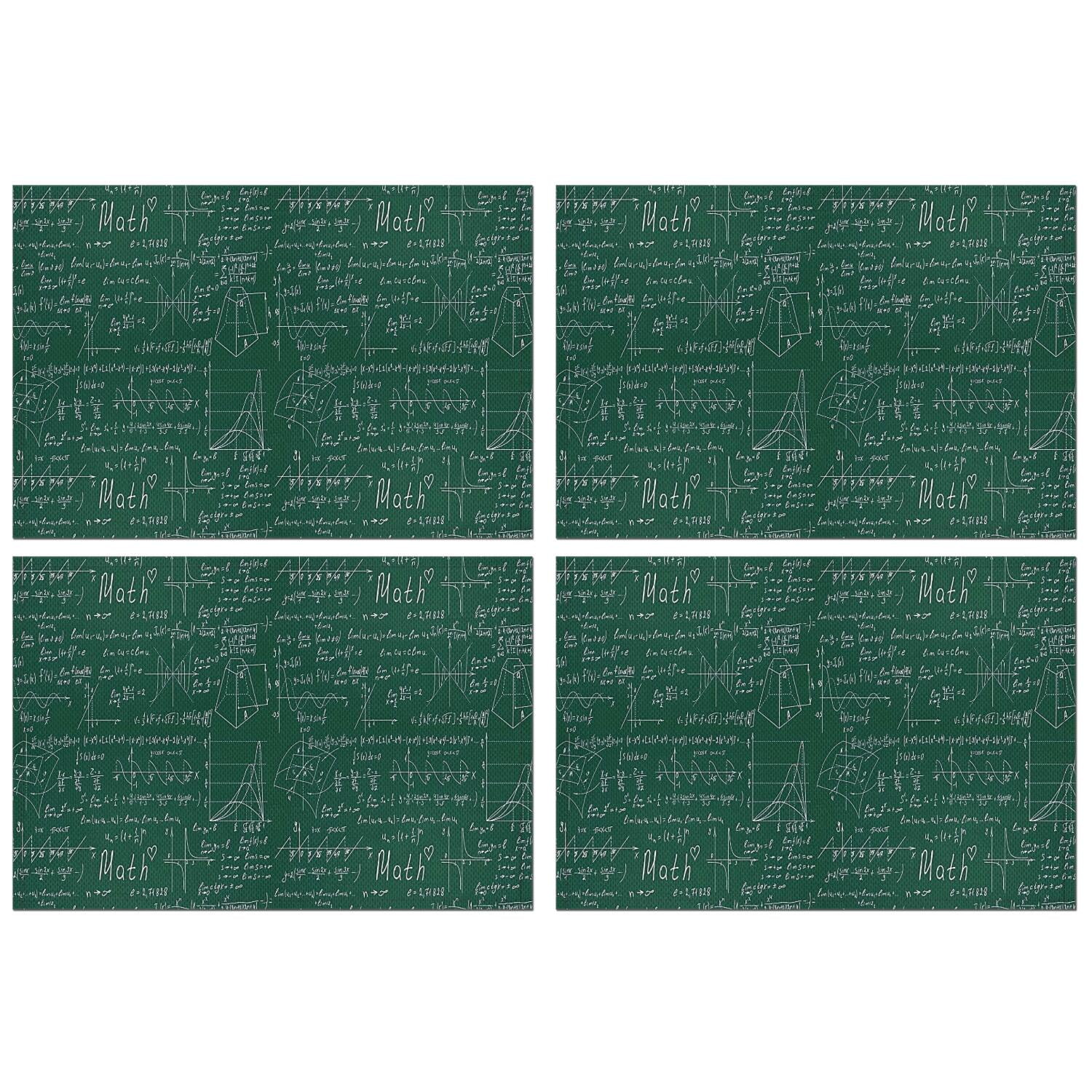 Math Equations Science Symbols Green Pattern Summer Placemats Table ...