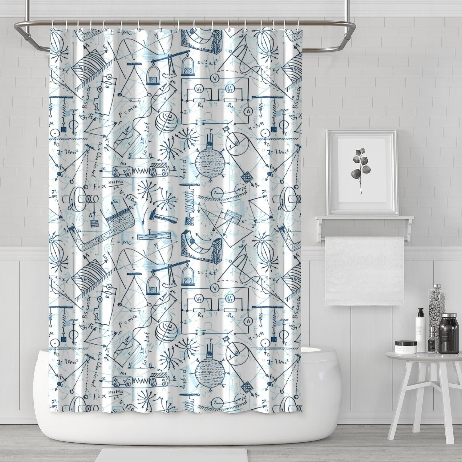 Math Equations Science Symbols Pattern Shower Curtain 72"x72" ,Bathroom ...