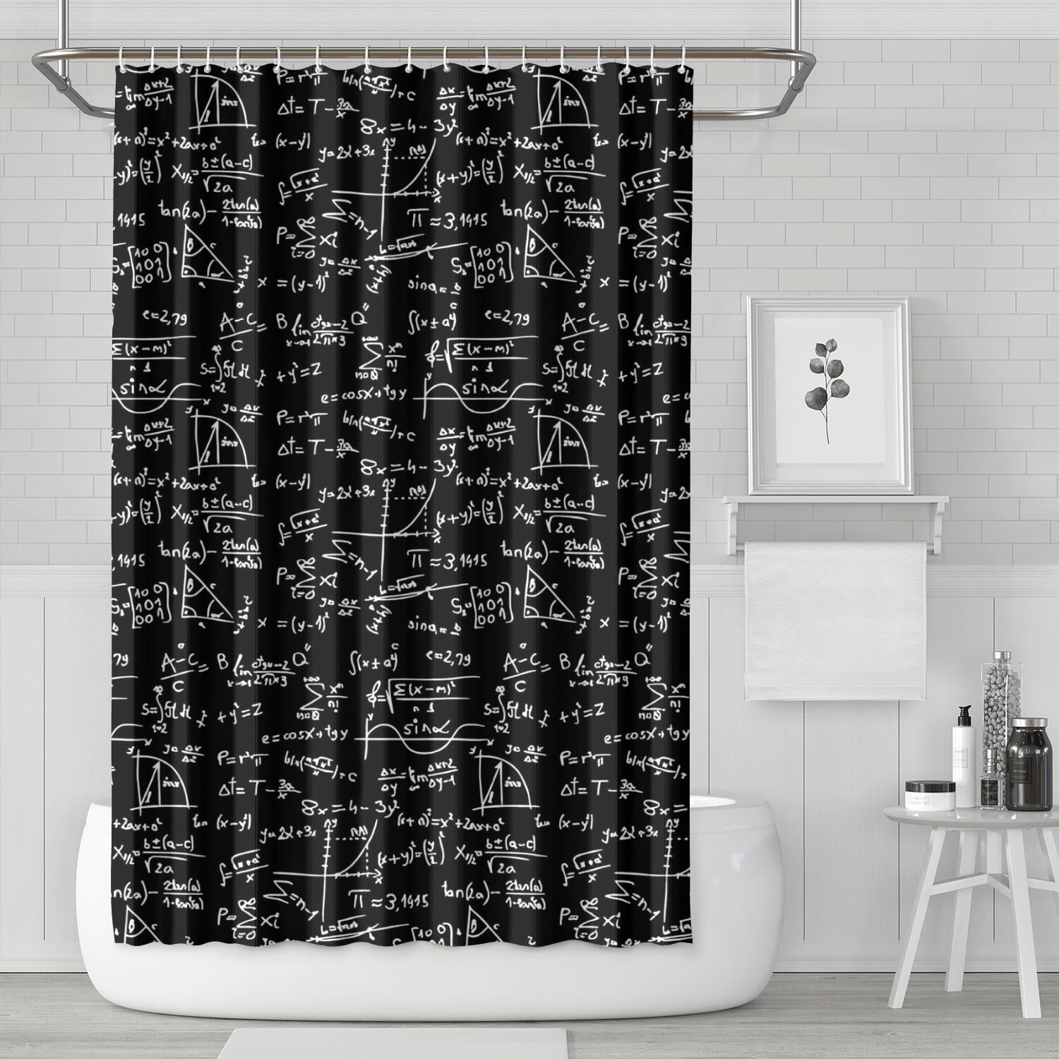Math Equations Trigonometry Black Pattern Shower Curtain 72"x72 ...