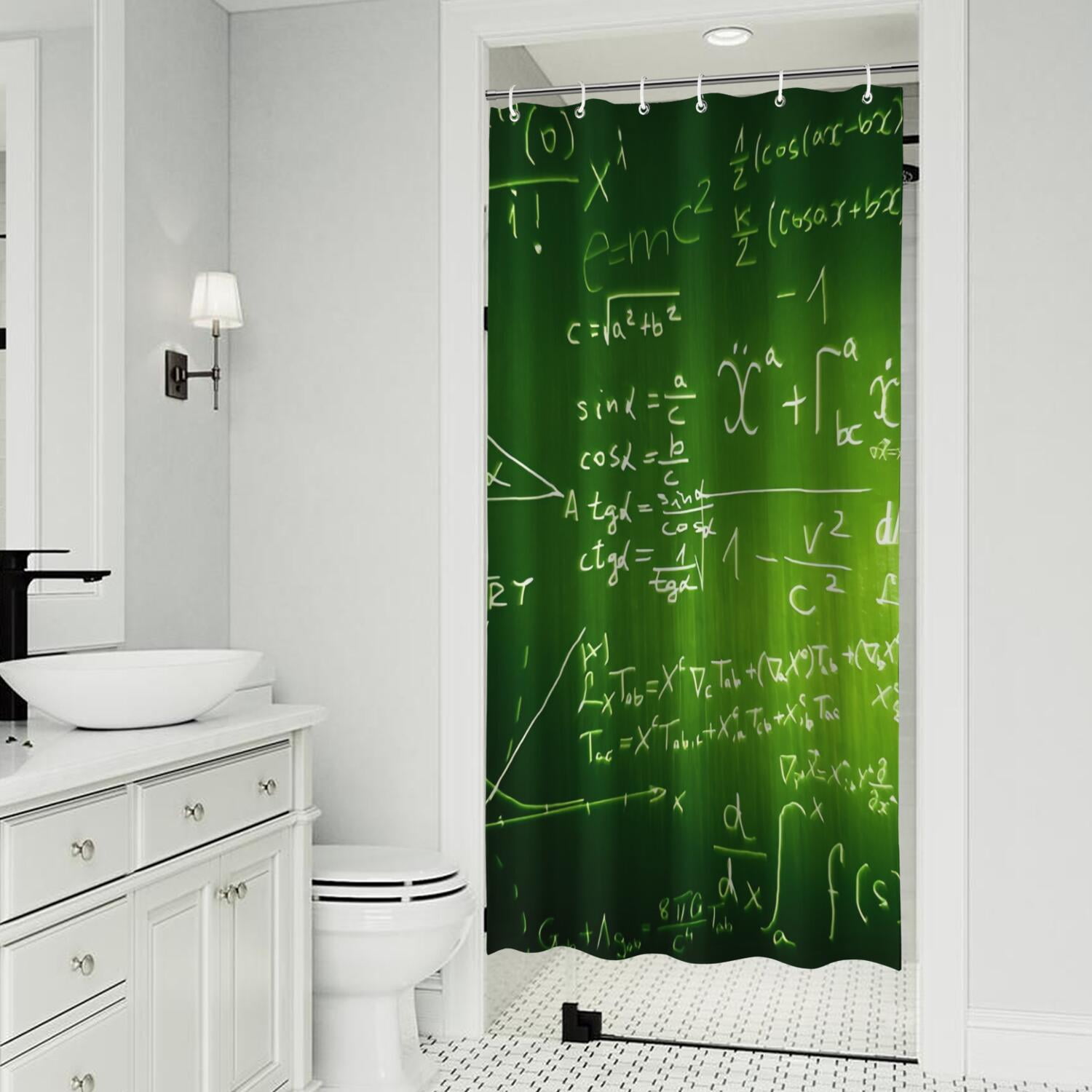 Math Equations Trigonometry Green Pattern Shower Curtain 36"x72 ...