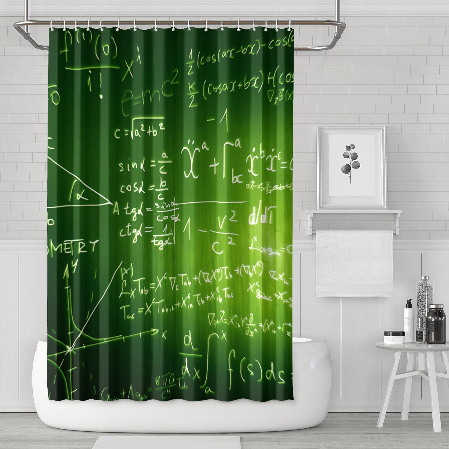 Math Equations Trigonometry Green Pattern Shower Curtain 72"x72 ...