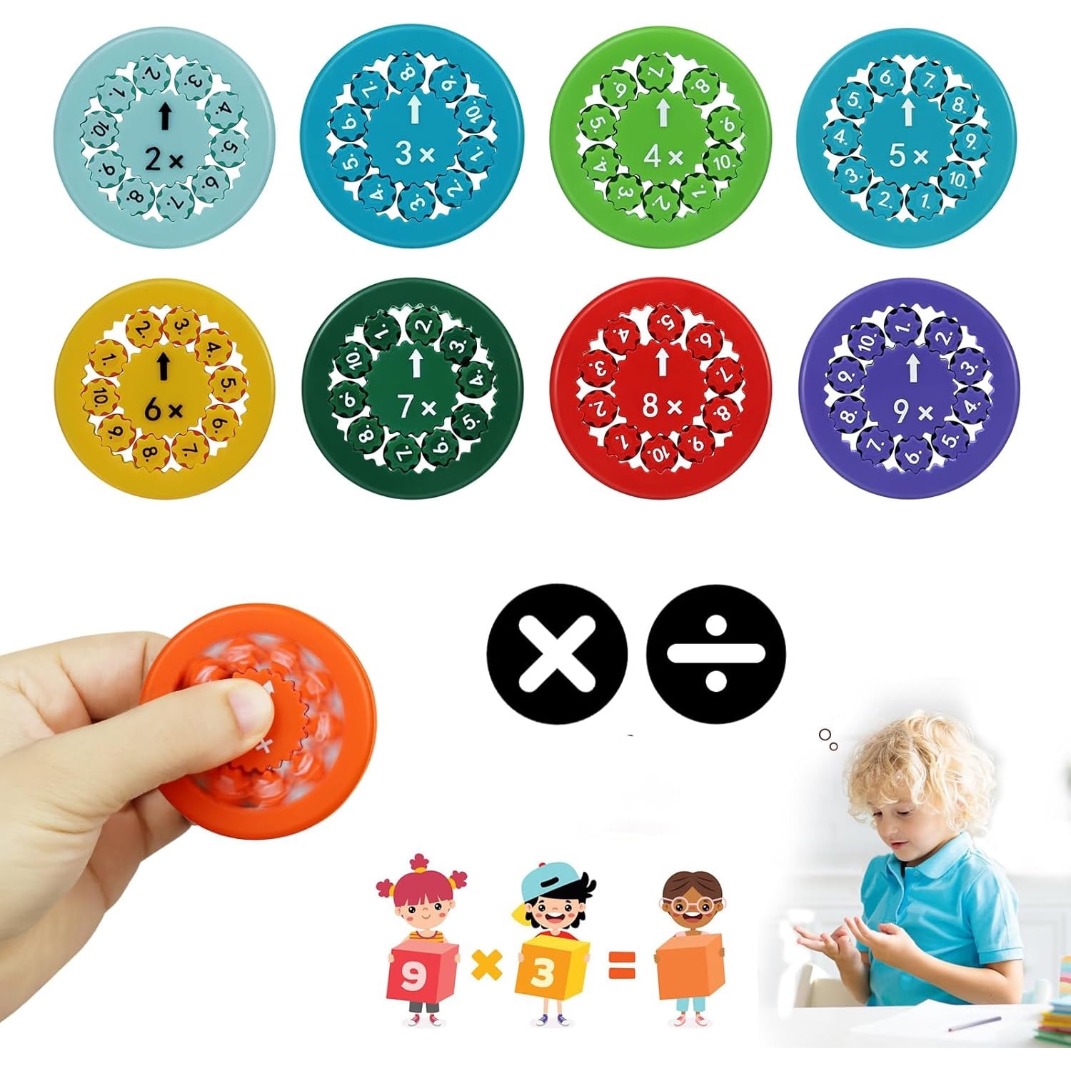 Math Facts Fidget Spinners for Adult Kids, Stress Relief and Focus Aid ...