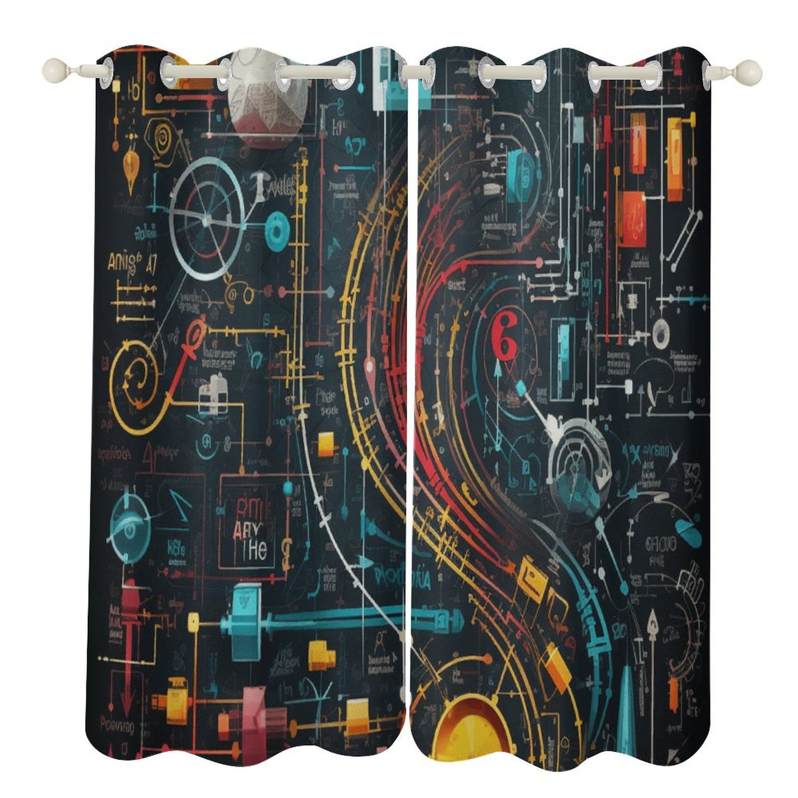 Math Formula Modern Window for Living Room Curtains for Child Bedroom ...