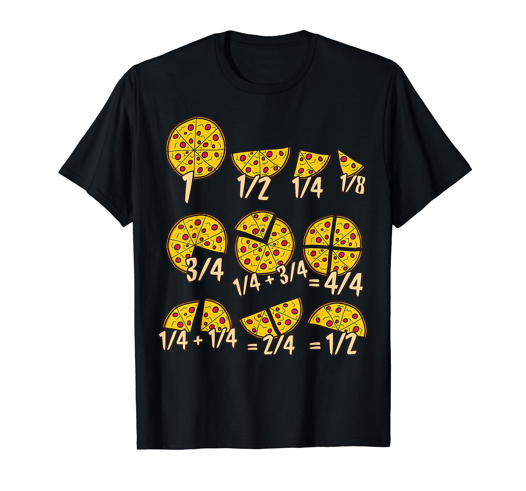 Math Fractions Pizza Salami Cheese Math Teachers Nerd T-Shirt - Walmart.com
