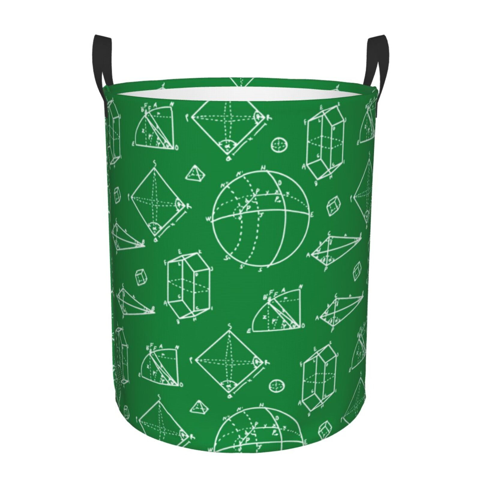 Math Geometric Print green Laundry Basket with Handles - Freestanding ...