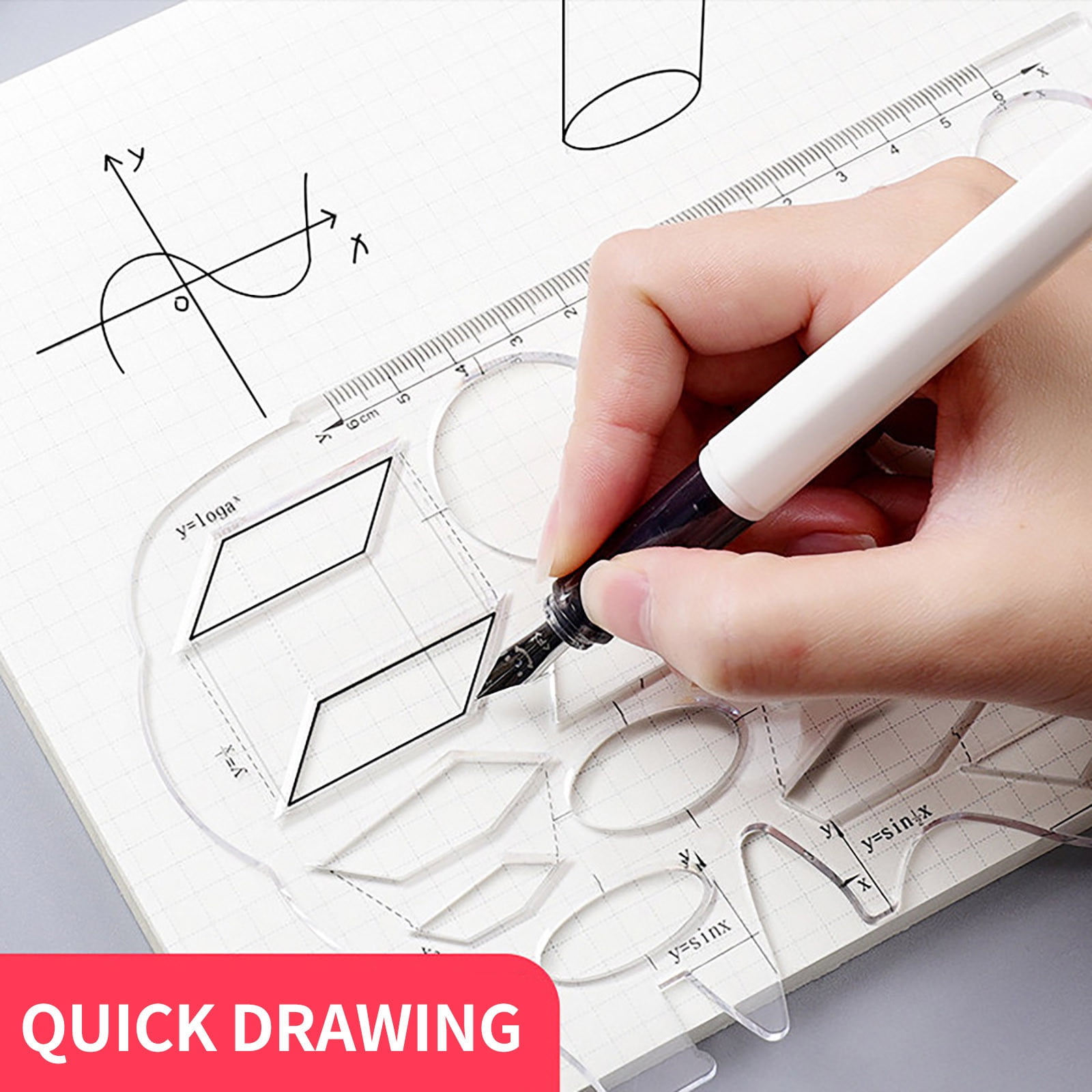 Math Geometry Drawing Template | Multifunctional Student Stationery ...