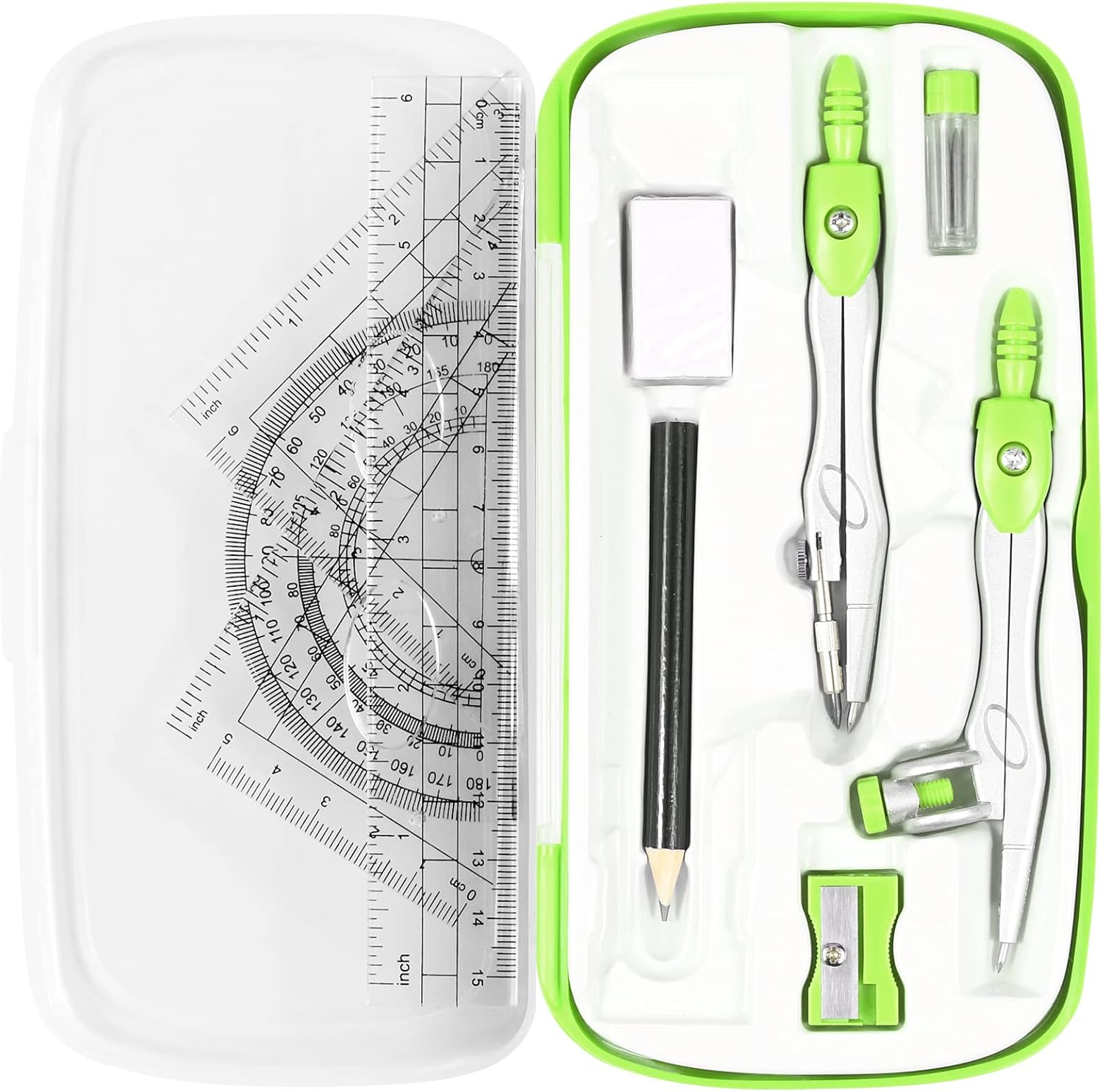 Math Geometry Kit Sets 10 Piece Student Supplies with Shatterproof ...
