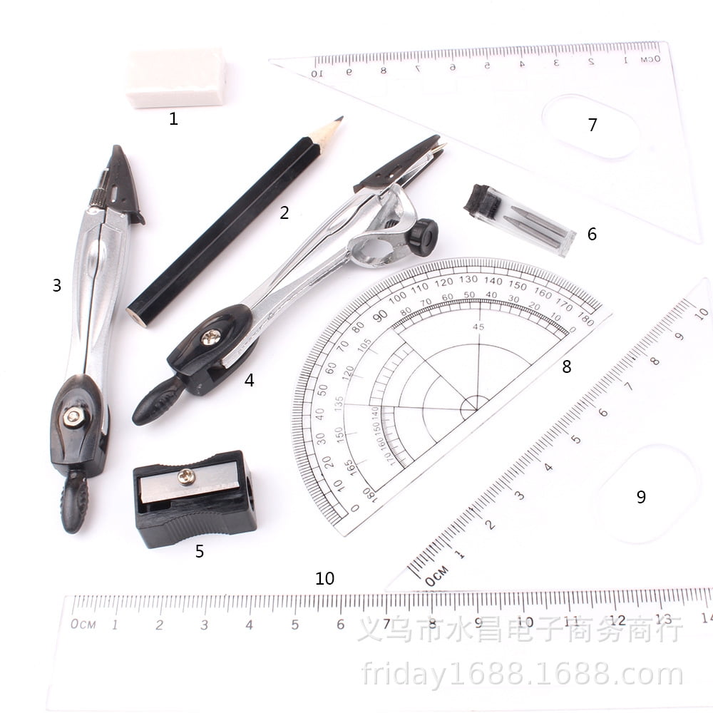 Math Geometry Kit Sets Storage Box Geometry Includes Rulers, Protractor ...