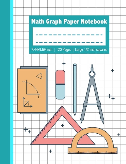 Math Graph Paper Notebook - 7.44x9.69 inch 120 Pages Large 1/2 inch ...
