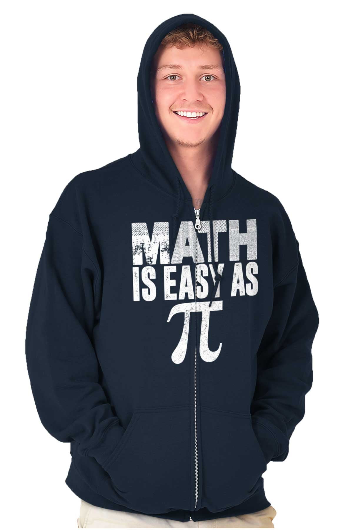 Math Is Easy As Funny Teacher Nerdy Unisex Fleece Graphic Zip Up Hoodie ...