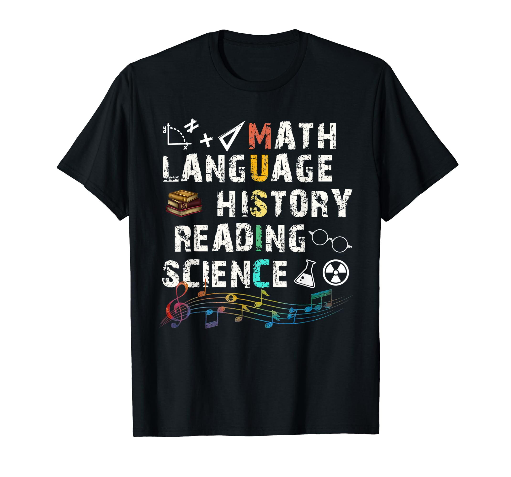 Math Language History Reading Science Music Teacher Funny T-Shirt ...