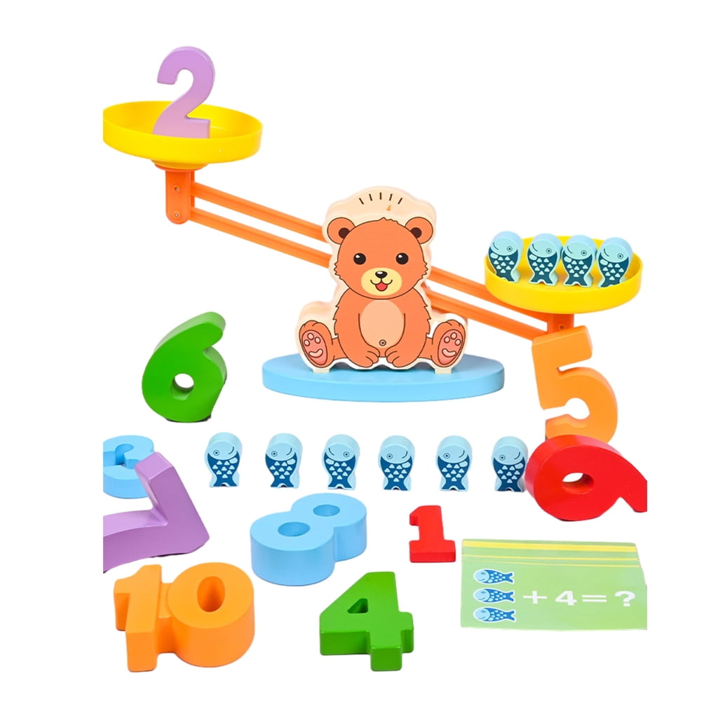 Math Learning Balance Scale Baby Wooden Toy Preschool Board Game Toy ...