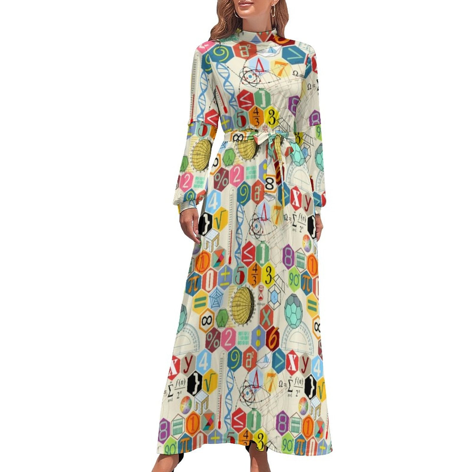 Math Lessons Dress Cool Pi Day Print Party Maxi Dress Street Style ...