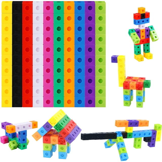 Math Linking Cubes, Set of 100 Math Cubes Manipulative Connecting and ...