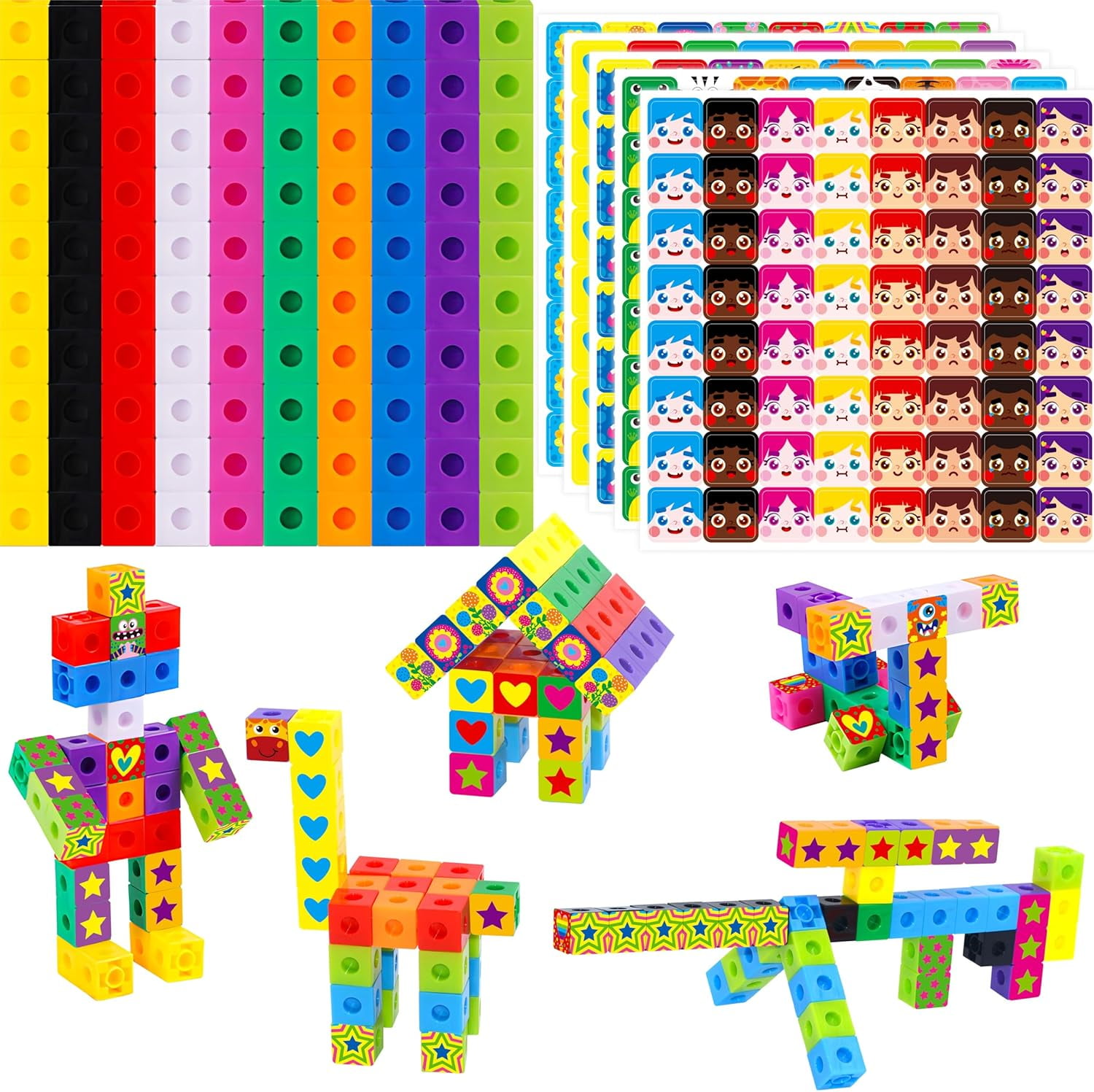 Math Linking Cubes, Set of 100 Math Cubes Manipulative Connecting and ...