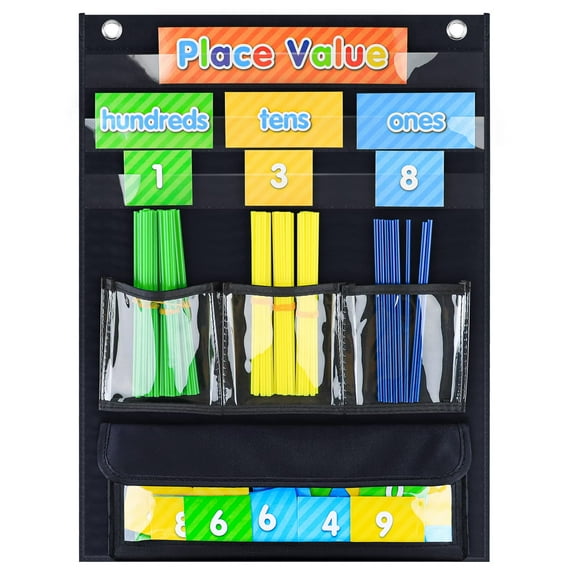 Math Manipulatives Pocket Chart for Place Value Practice, Includes ...
