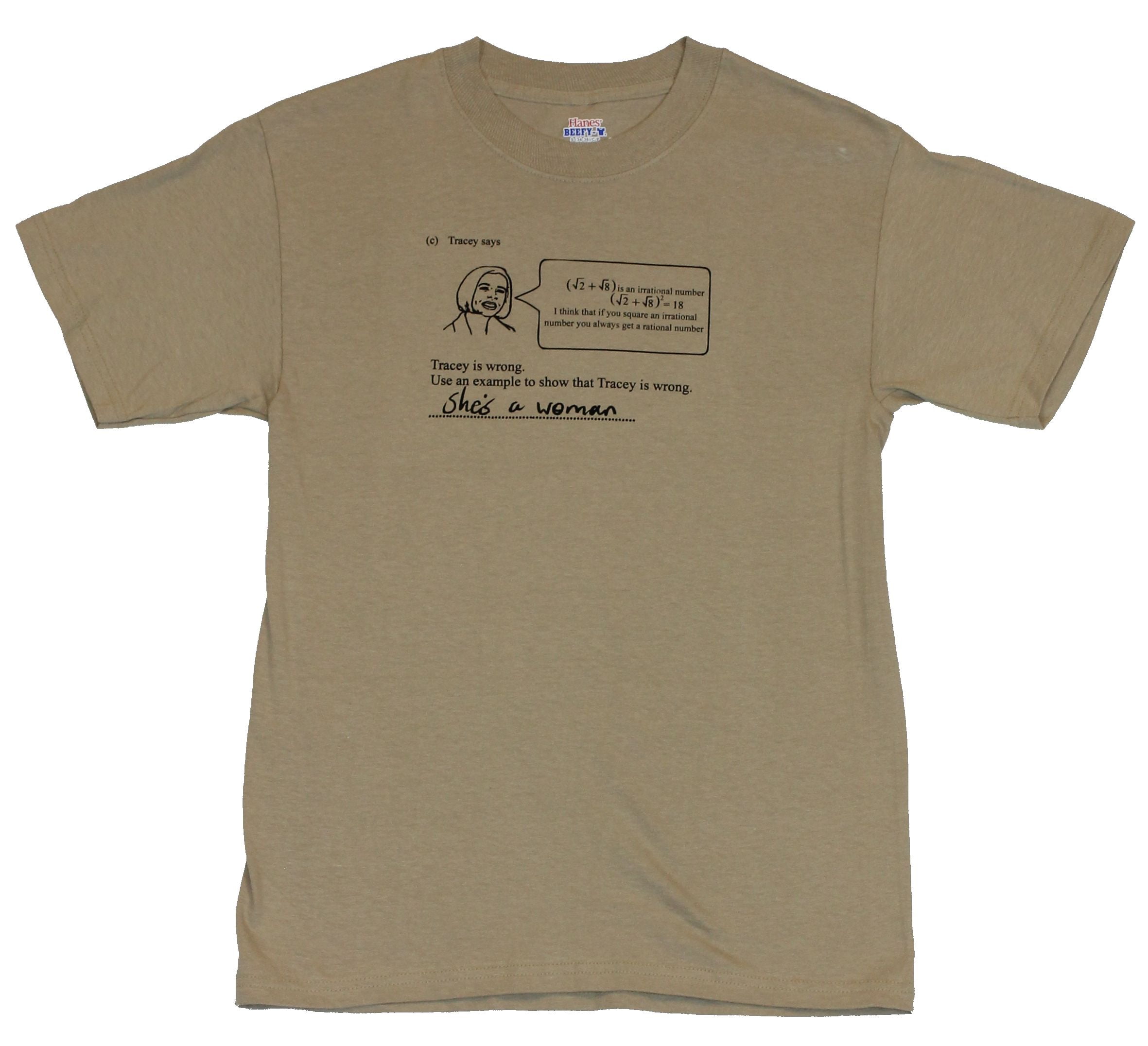 Math Mens T-Shirt - Tracey is wrong Because Shes A Woman (Medium ...