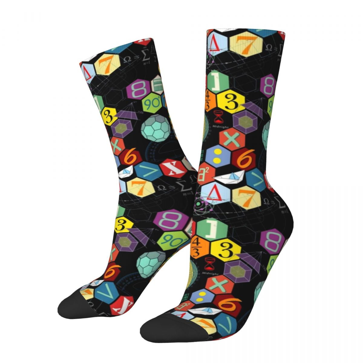 Math Numbers Stockings Ladies Colorful Code Print Socks Soft Kawaii ...