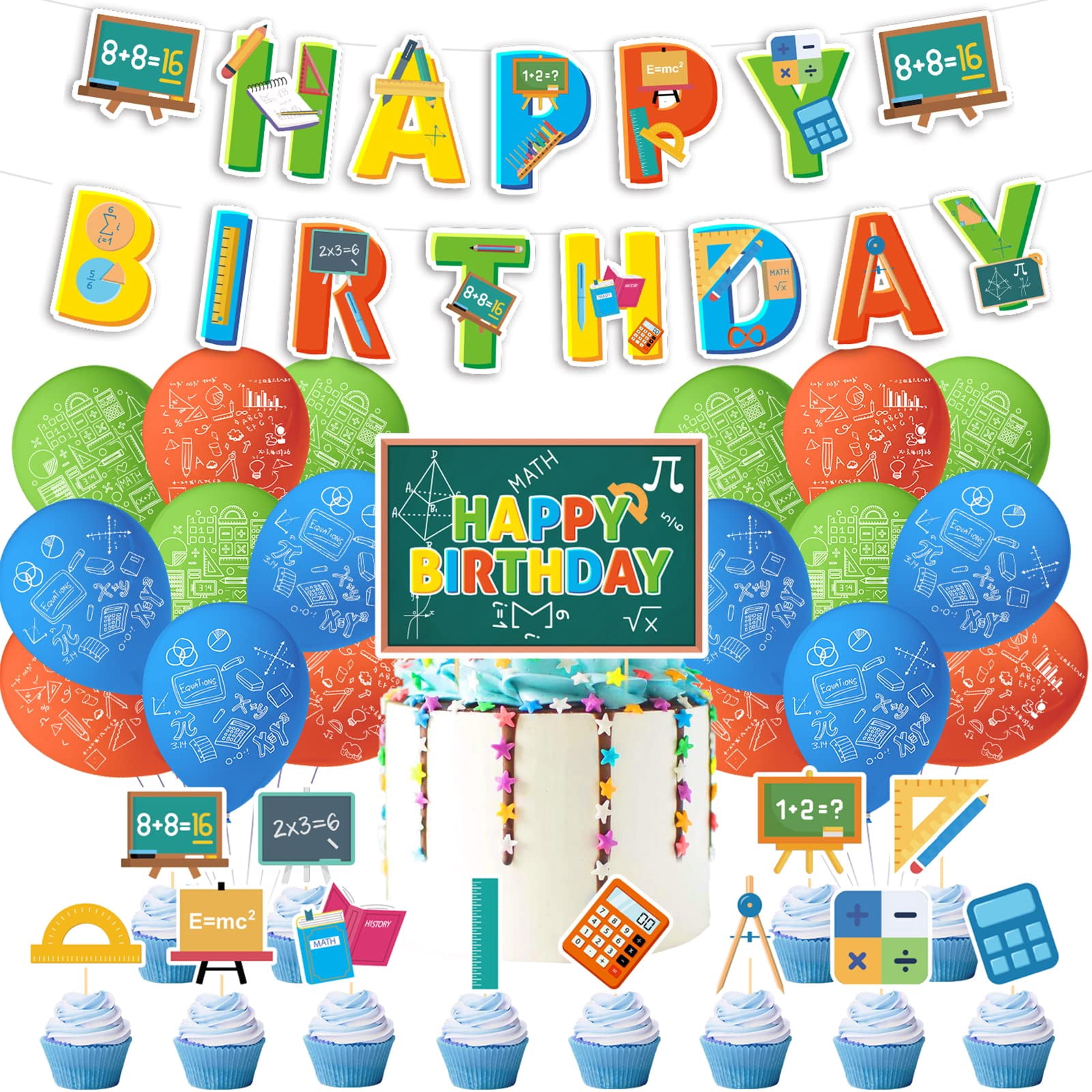Math Party Decorations CORNET Math Birthday Party Supplies Includes ...