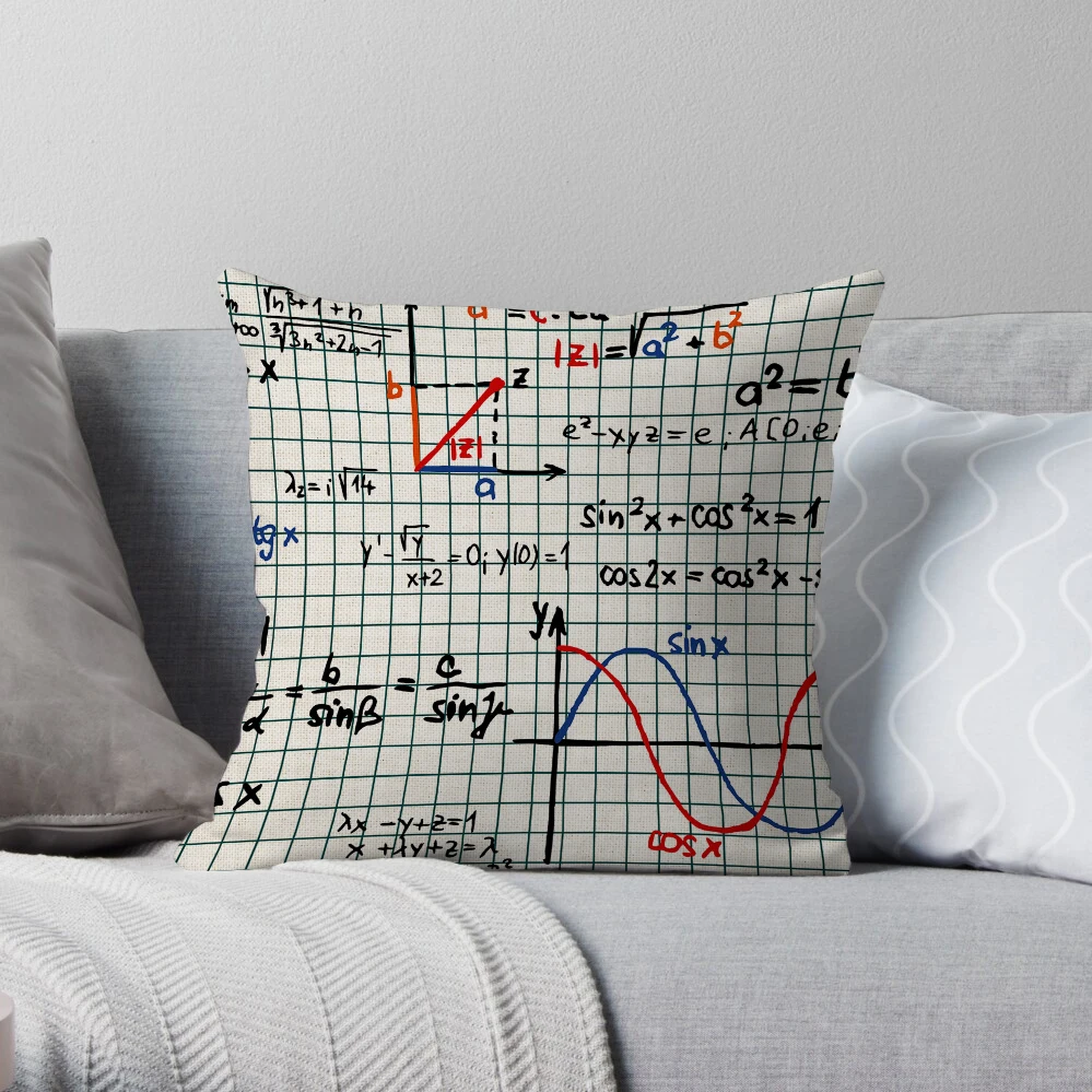 Math Physics Equation Calculation Illustration Cushion Cover Plush ...