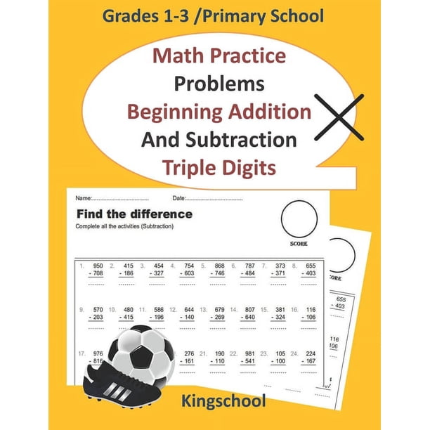 Math Practice Problems Beginning Addition and Subtraction: Triple ...