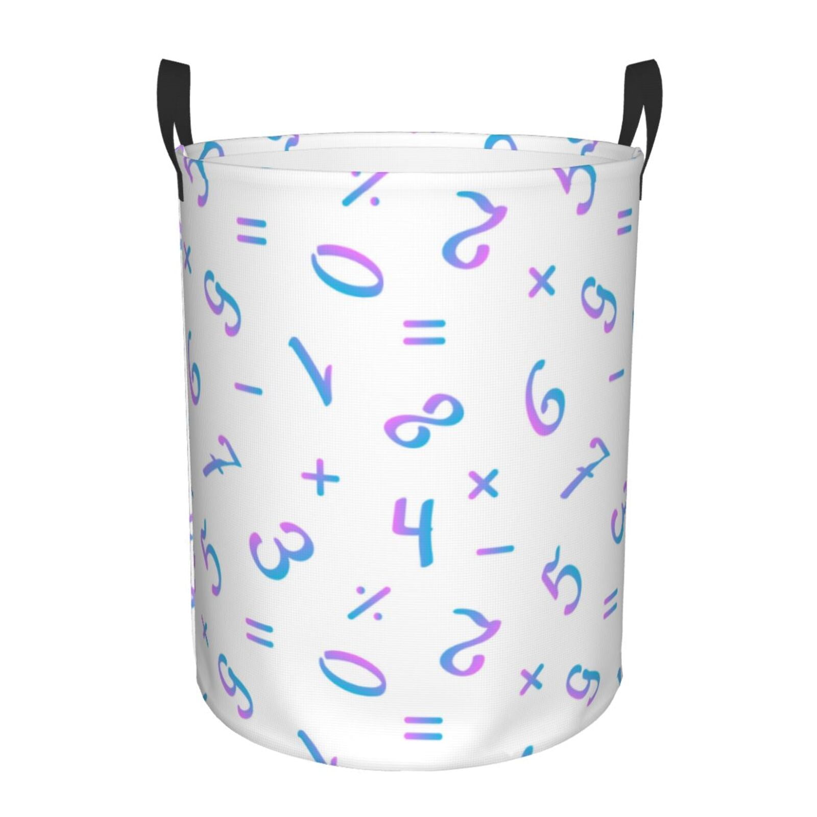 Math Print Gradient Round Laundry Basket, Laundry Hamper with Handle ...