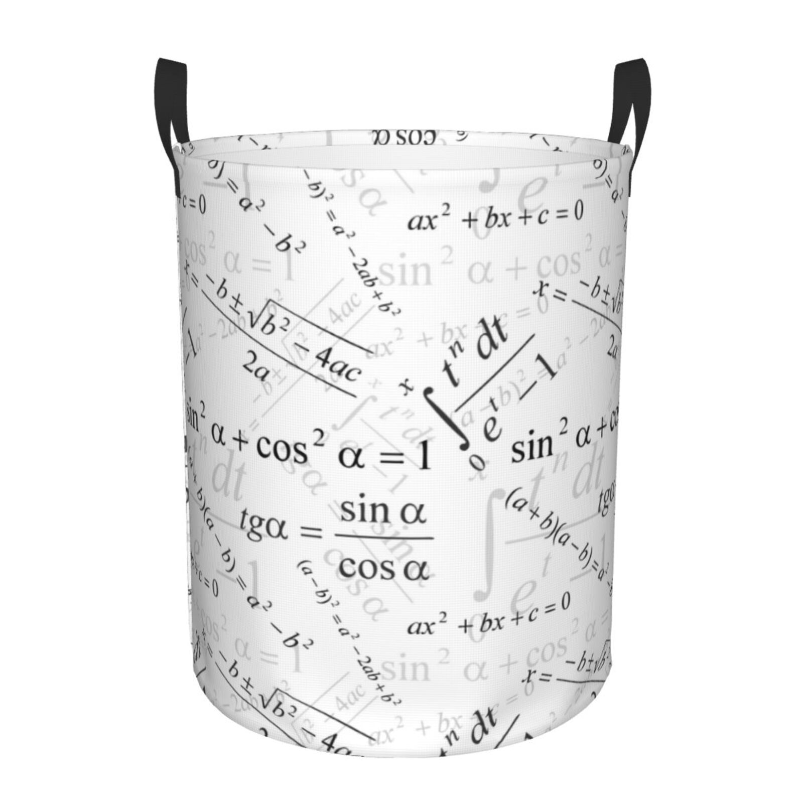 Math Print white Laundry Basket, Laundry Hamper Waterproof Laundry Bag ...
