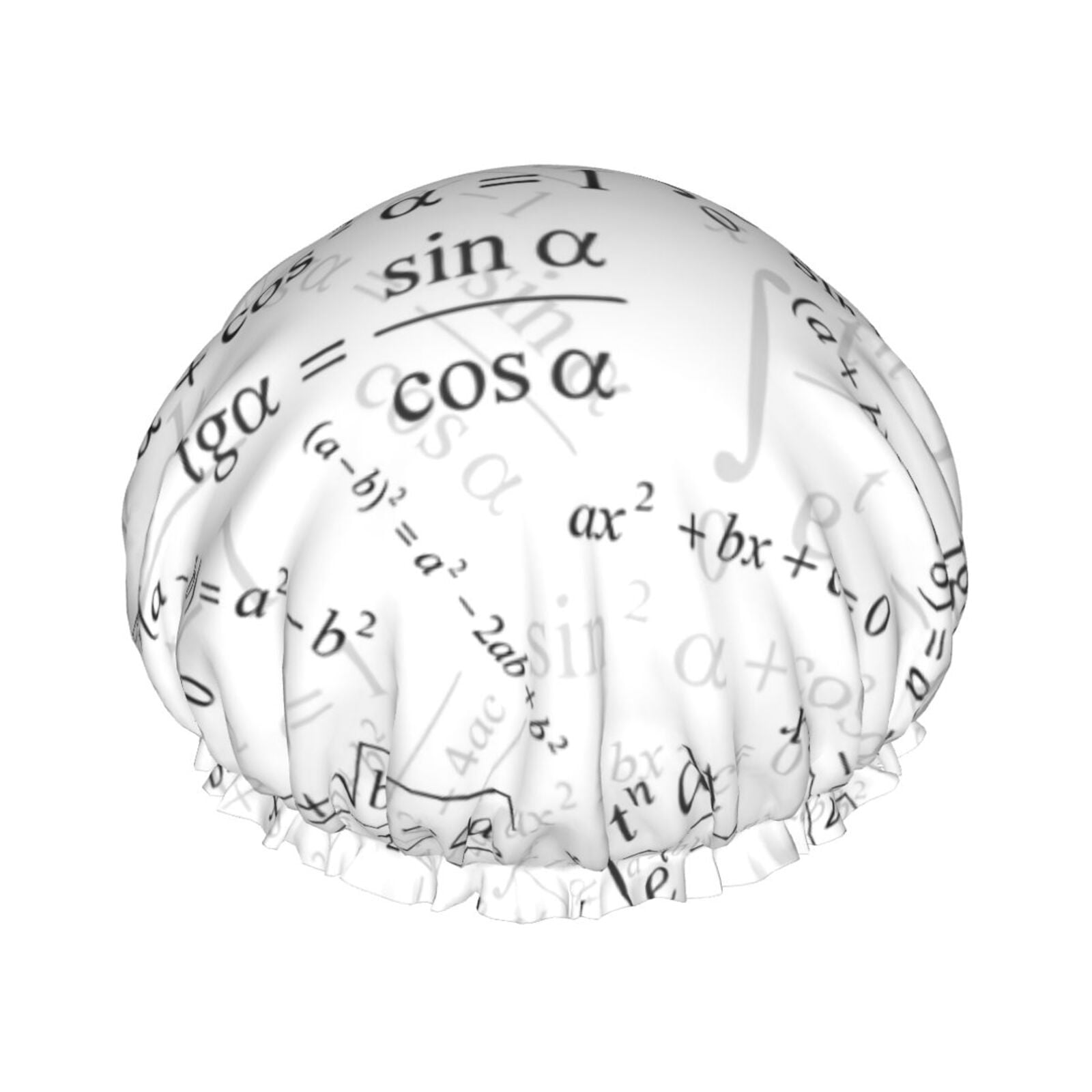 Math Print white Shower Cap, Reusable Bath Hair Hat for all Hair ...