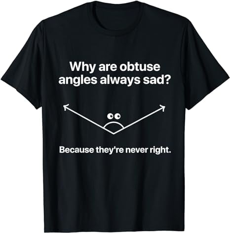 Math Pun Funny Geometry Joke Types Of Angles Obtuse Cheesy T-Shirt ...