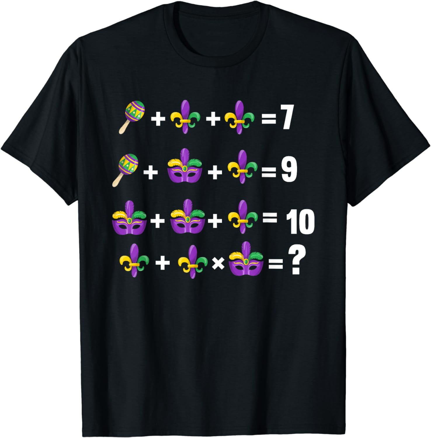Math Puzzle Mardi Gras Carnival Masquerade Party Teacher T-Shirt ...