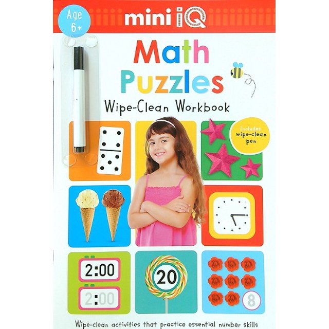 Math Puzzles Wipe-Clean Workbook (Mini IQ, Age 6+) - Walmart.com