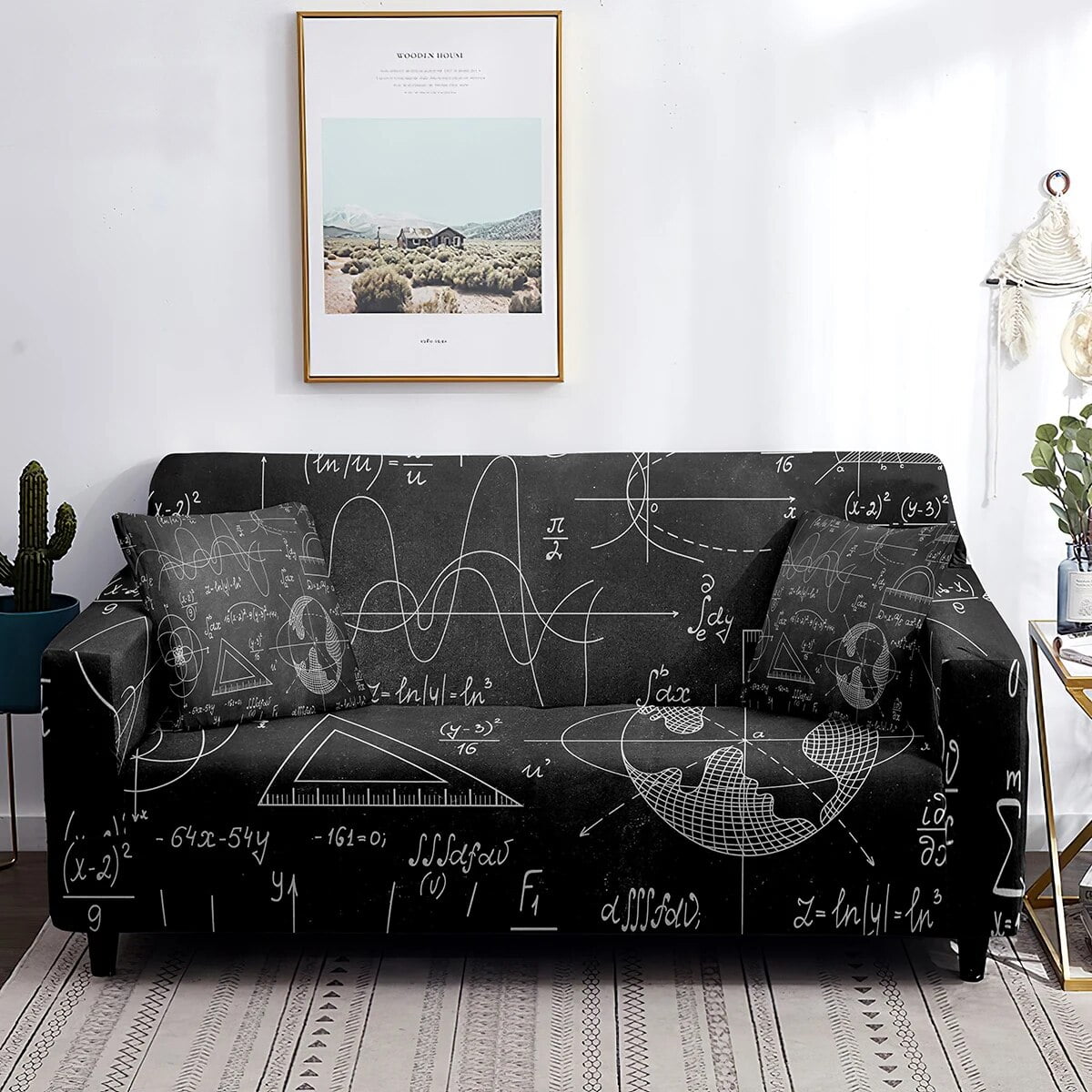 Math Sofa Cover Geometry Science Numbers Formules Image Art Washable ...