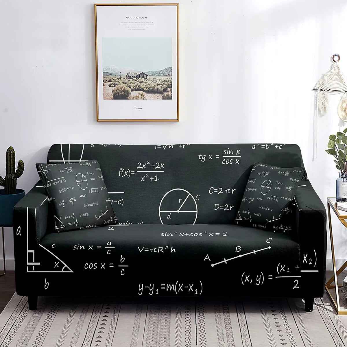 Math Sofa Cover Geometry Science Numbers Formules Image Art Washable ...