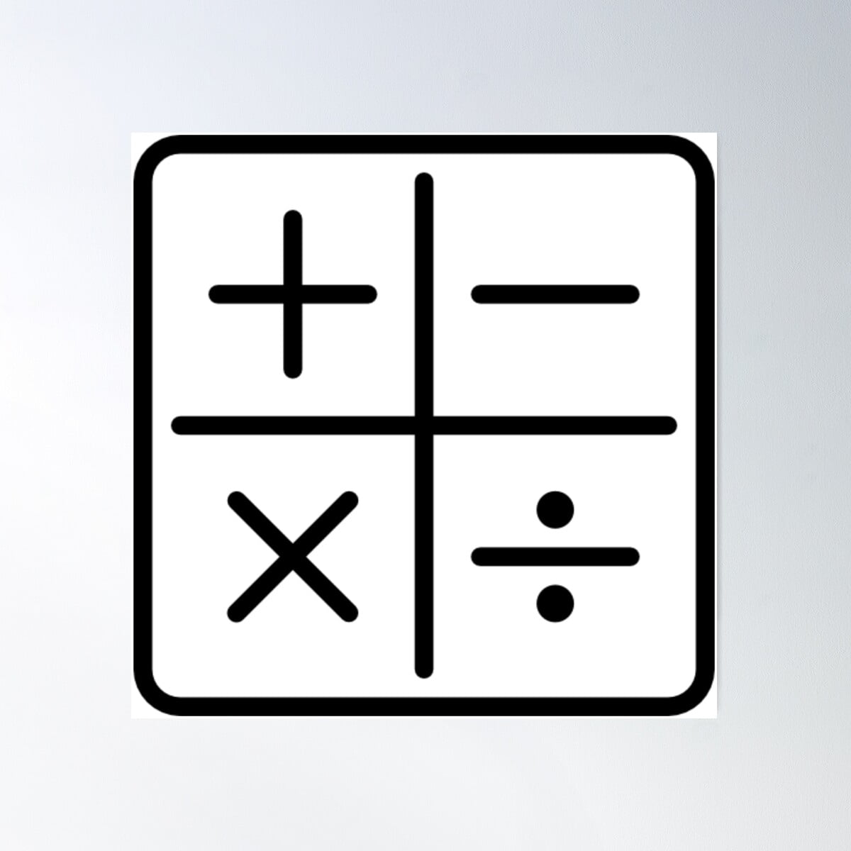 Math Symbols Unite: Plus, Minus, Divide & Multiply Poster Wall Art ...