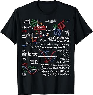 Math T-Shirt Teacher Formulas Cheat Sheet Cool Geek Nerd Tee - Walmart.com