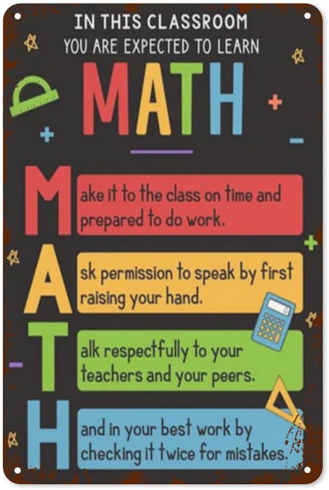 Math Teacher Classroom Poster, Math Classroom Rules Sign, Math Poster ...