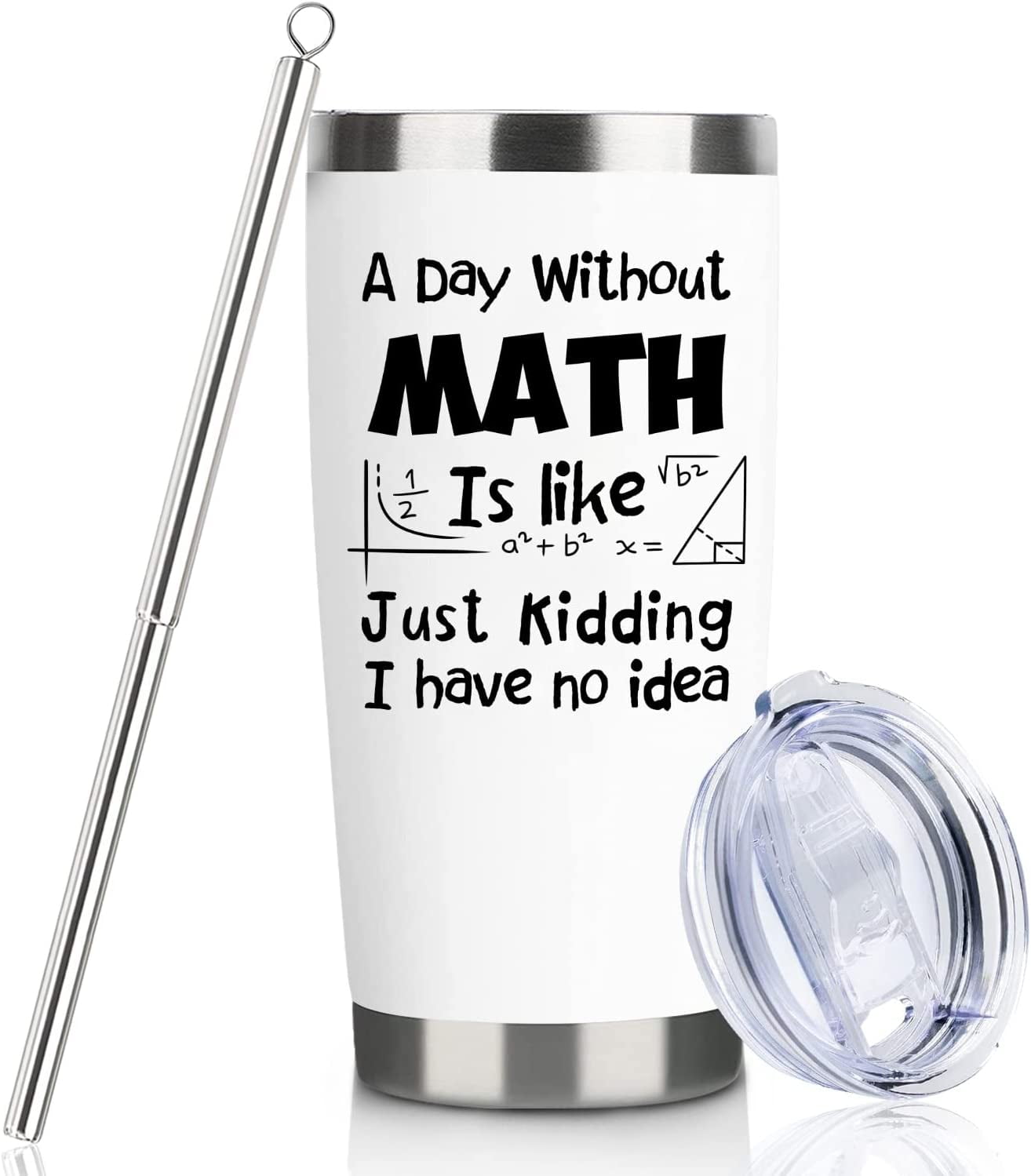 Math Teacher Gift 20oz White Math Travel Tumbler Gifts For Teacher ...