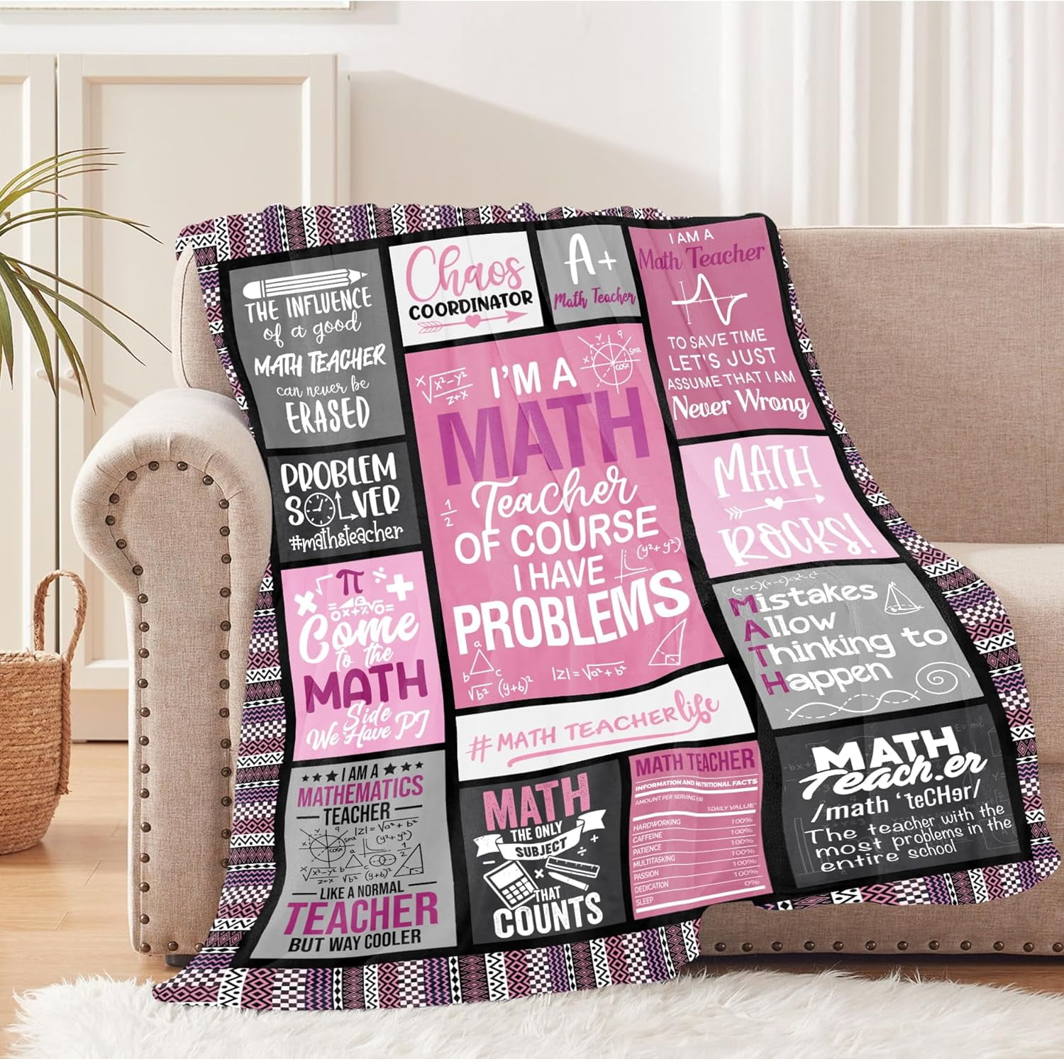 Math Teacher Gifts, Math Teacher Blanket, Math Teacher Appreciation ...