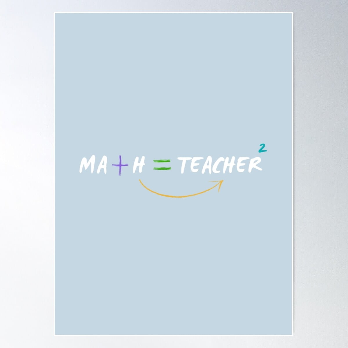 Math = Teacher | Pastel Blue Background Poster Wall Art, Modern Wall ...