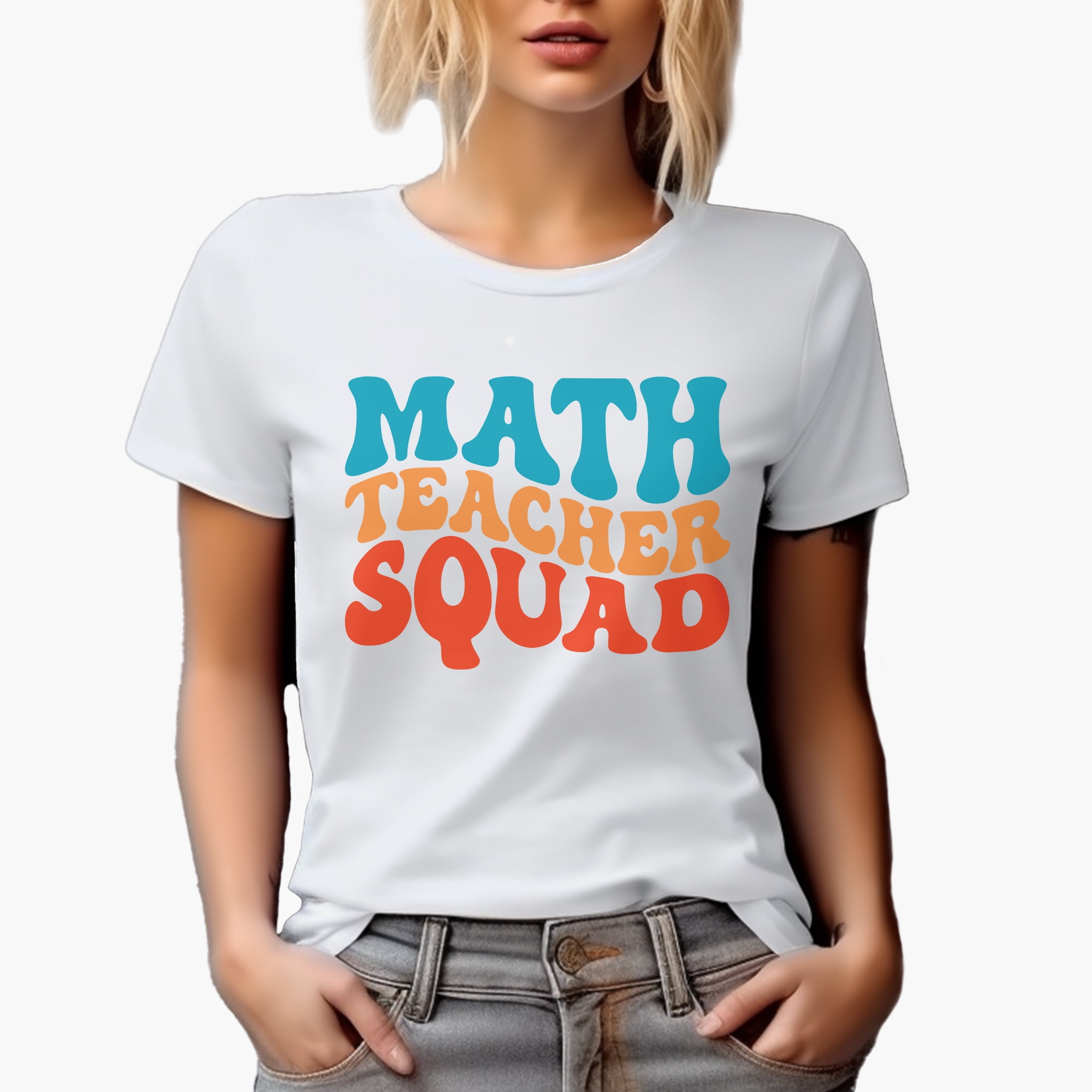 Math Teacher Squad, Mathematics Teachers Themed, Groovy Retro Wavy Text ...