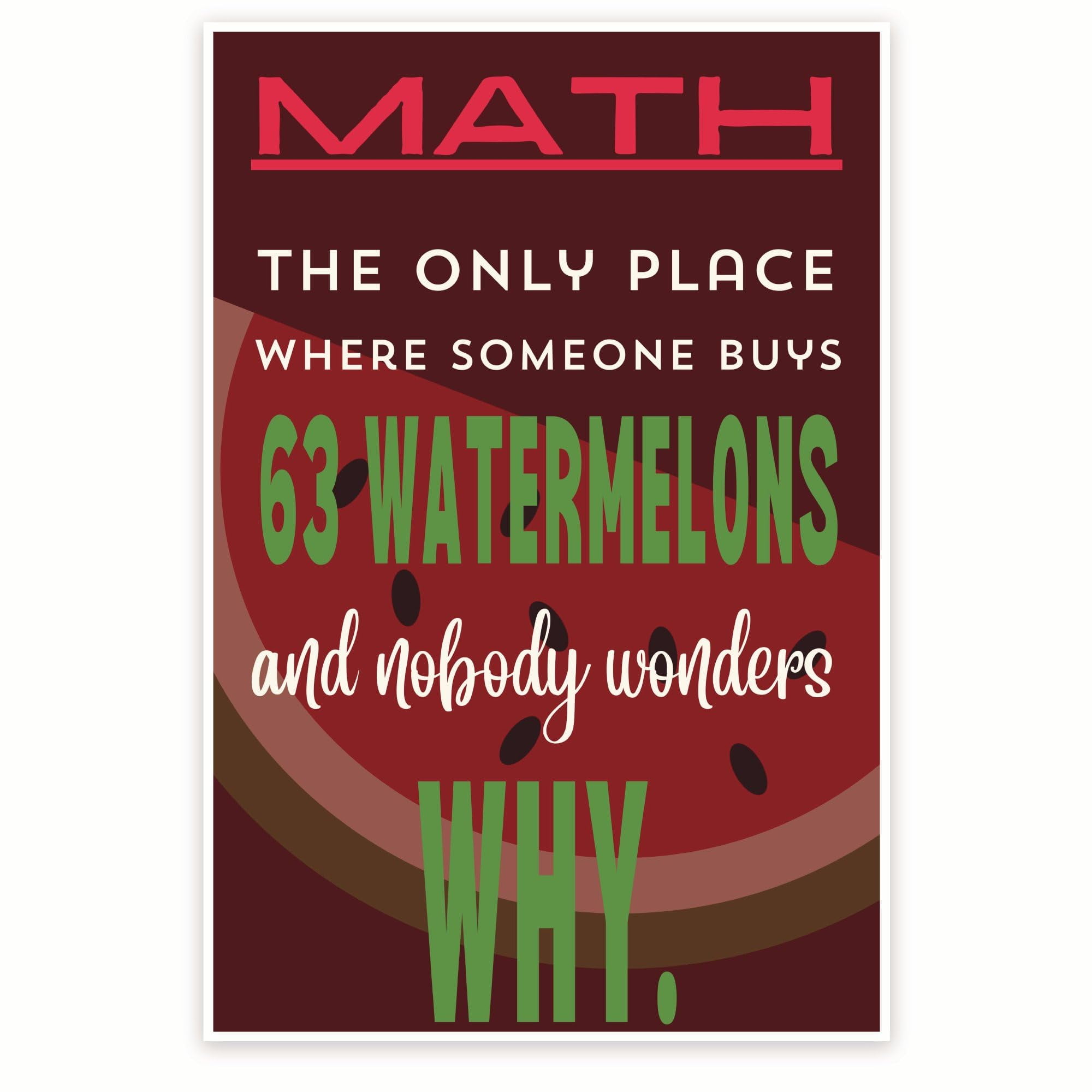 Math The Only Place Someone Buys 63 Watermelons Poster - Funny Math ...