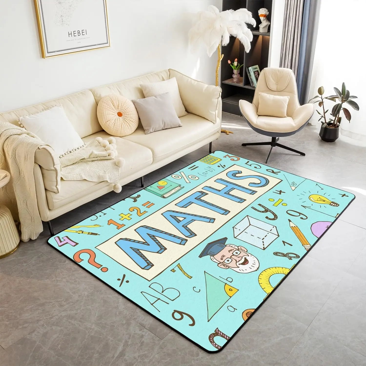 Math Theme Area Rug Math Equation Rugs for Boys Math Geometry Science ...