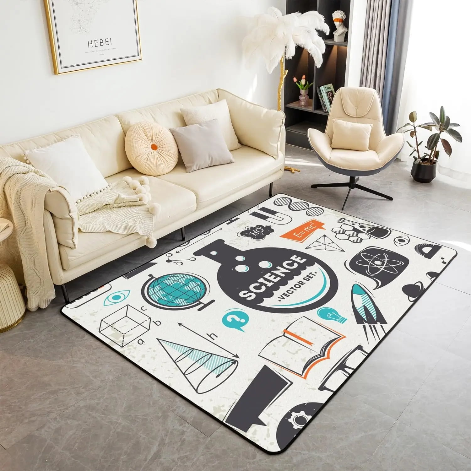 Math Theme Area Rug Math Equation Rugs for Boys Math Geometry Science ...