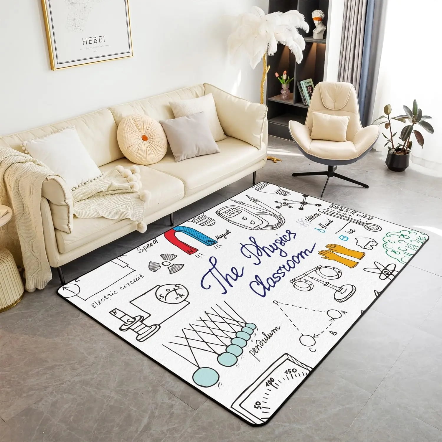 Math Theme Area Rug Math Equation Rugs for Boys Math Geometry Science ...