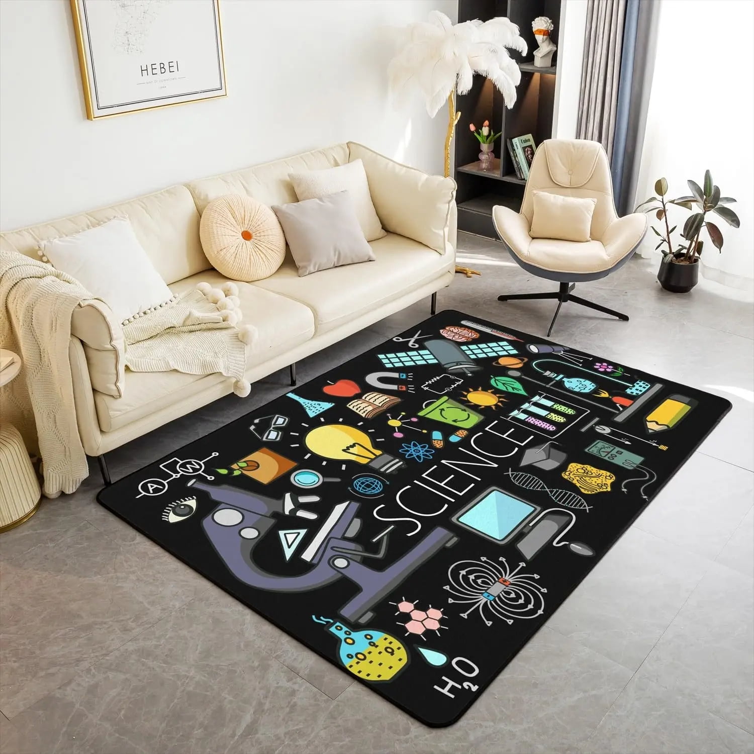 Math Theme Area Rug Math Equation Rugs for Boys Math Geometry Science ...