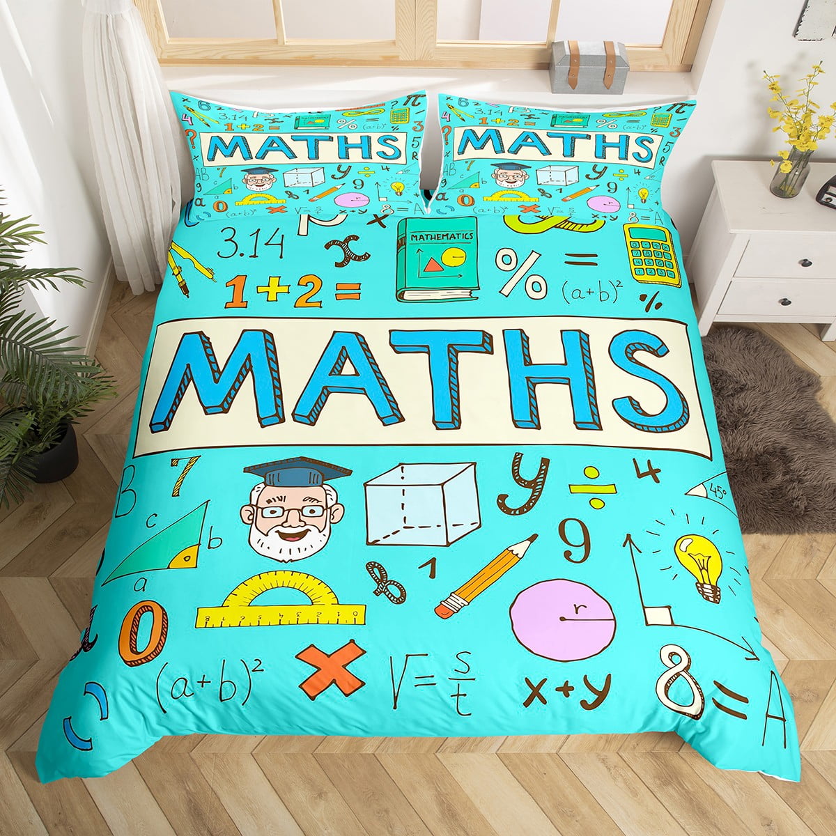 Math Theme Bedding Set for Boys Girls Math Equation Duvet Cover King ...
