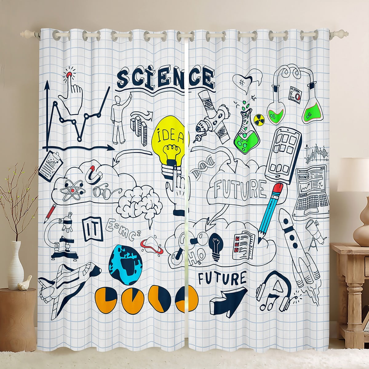 Math Theme Blackout Curtains Back to School Gifts for Boys Girls Teens ...