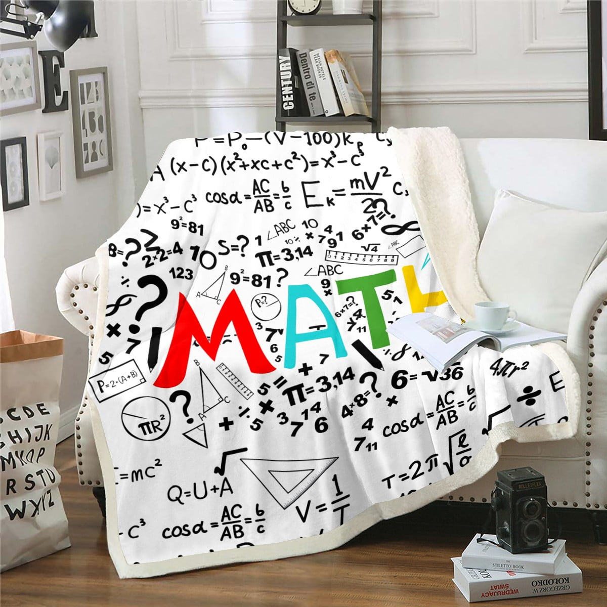 Math Theme Blanket School Educational Dorm Bedroom Decor Throw Blanket ...